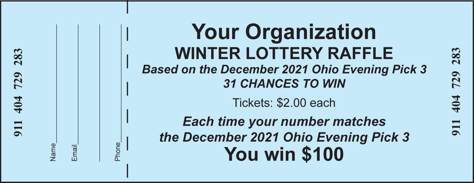 Lottery Sample 000 999 4 Numbers Raffle Ticket